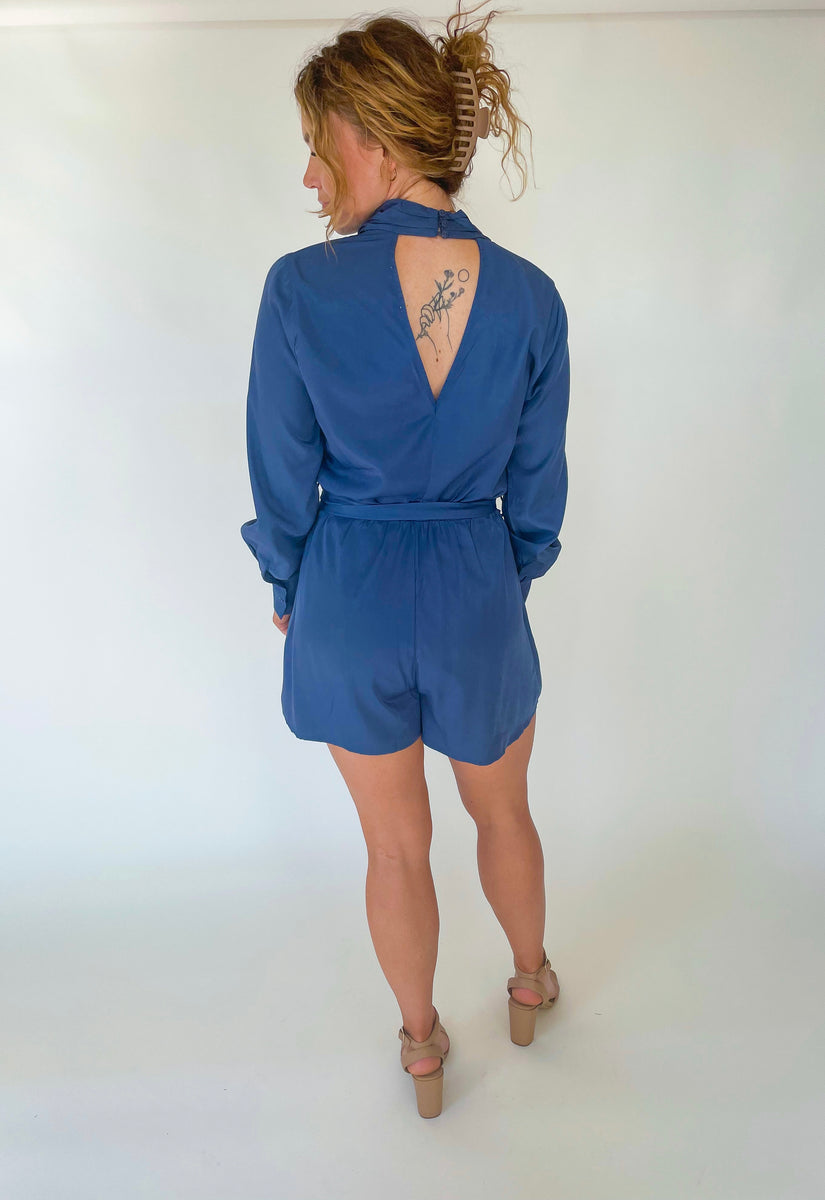 Midnight Blue Waist Tie Romper – Mabel & Lou Boutique