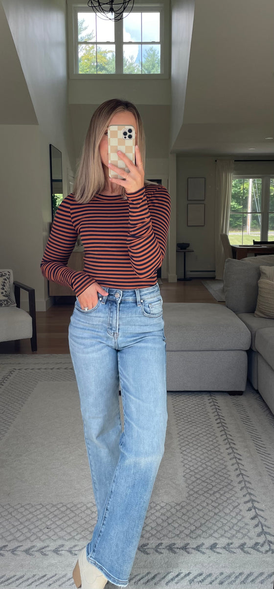 Navy and Rust Striped Basic – Mabel & Lou Boutique