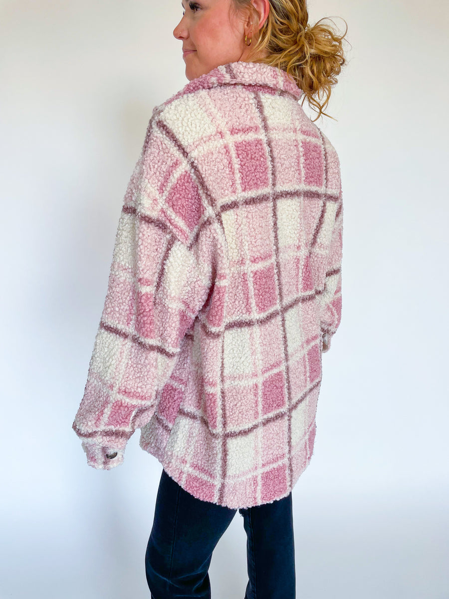Teddy Plaid Shacket // Mauve – Mabel & Lou Boutique